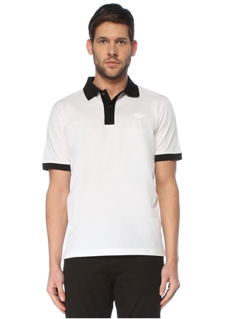 Prada Erkek Siyah Beyaz Polo Yaka T-shirt XXL EU
