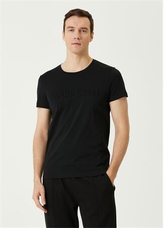 Balmain Erkek Siyah Logo Detaylı T-shirt S EU