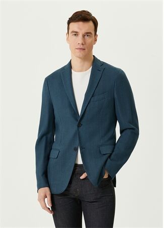 Pal Zileri Erkek Lacivert Dokulu Yün Ceket 46 IT