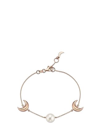 Mevaris Kadın Crescent İncili Ay Detaylı Altın Rengi Bileklik Pembe EU Mevaris Kadın Crescent İncili Ay Detaylı Altın Rengi Bileklik Pembe EU