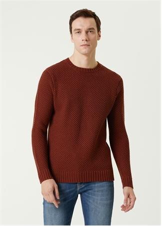 Palzileri Lab Erkek Kahverengi Örgü Dokulu Yün Kazak 50 IT