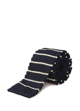 Network Erkek Lacivert Beyaz Çizgili Kravat EU