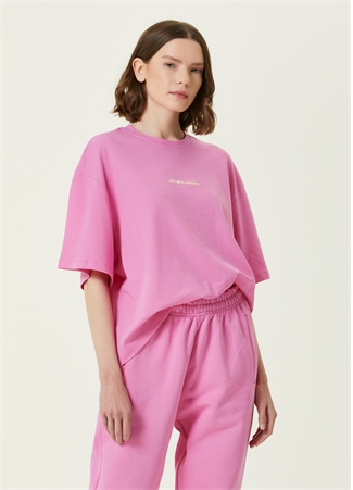 Les Benjamins Kadın Oversize Neon Pembe Bisiklet Yaka Crop T-shirt L Eu