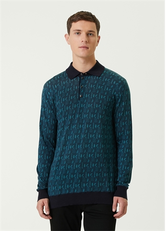 Pal Zileri Erkek Lacivert Polo Yaka Karışık Desenli Yün Sweatshirt Mavi 50 IT Pal Zileri Erkek Lacivert Polo Yaka Karışık Desenli Yün Sweatshirt Mavi 50 IT