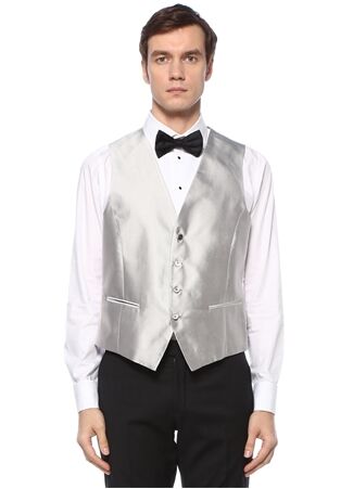 Cerimonia Erkek Gri V Yaka İpek Yelek 44 IT Cerimonia Erkek Gri V Yaka İpek Yelek 44 IT