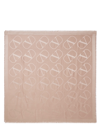 Valentino Garavani Kadın Nude Geometrik Logo Desenli İpek Şal Pembe EU Valentino Garavani Kadın Nude Geometrik Logo Desenli İpek Şal Pembe EU