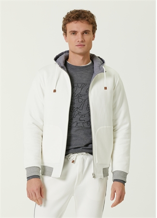 Beymen Club Erkek Gri Beyaz Kapüşonlu Çift Taraflı Mont XL