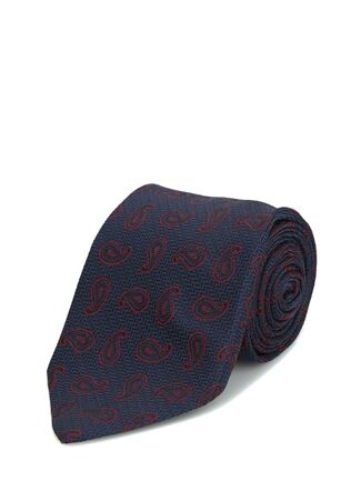 Beymen Collection Erkek Lacivert Mikro Şal Desenli İpek Kravat EU IT