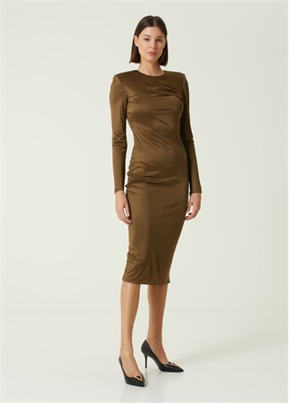 Versace Kadın Haki Drape Detaylı Midi Elbise 38 IT Versace Kadın Haki Drape Detaylı Midi Elbise 38 IT