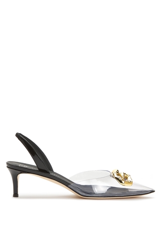 Giuseppe Zanotti Kadın Siyah Logolu Deri Topuklu Ayakkabı 36 Eu