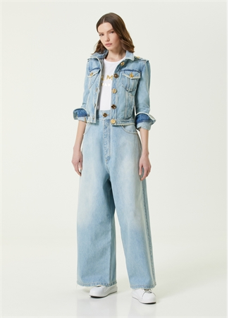 Balmain Kadın Extra Large Mavi Bol Paça Jean Pantolon 36 FR Balmain Kadın Extra Large Mavi Bol Paça Jean Pantolon 36 FR