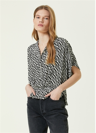 Etoile Isabel Marant Kadın Azalea Ekru Siyah Desenli Bluz Bej 36 FR Etoile Isabel Marant Kadın Azalea Ekru Siyah Desenli Bluz Bej 36 FR