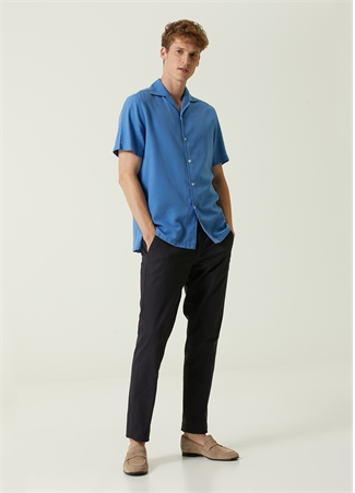 Beymen Collection Erkek Leisure Fit Mavi Kamp Yaka Gömlek 42 IT