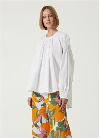 Dries Van Noten Kadın Beyaz Büzgü Detaylı Bluz 38 FR