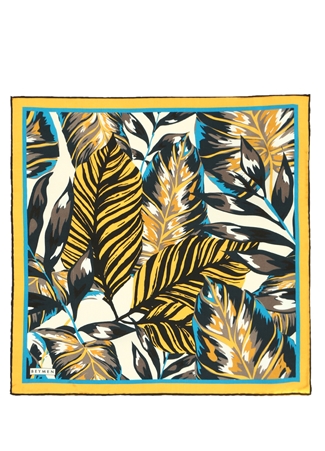 Beymen Kadın Yaprak Desenli 50x50 İpek Twill Fular Lacivert Eu Beymen Kadın Yaprak Desenli 50x50 İpek Twill Fular Lacivert Eu