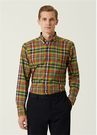 Etro Erkek Yeşil Ekose Desenli Gömlek 38 IT