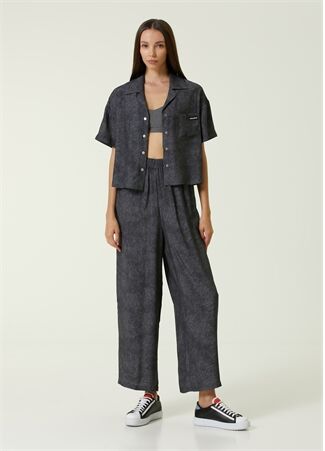 Agaleevic Kadın Antrasit Bol Paça Pantolon Gri L/XL EU