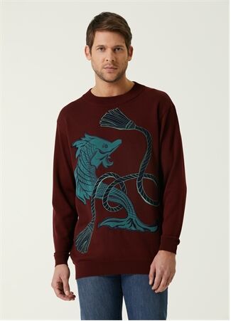 Pal Zileri Erkek Bordo Figür Patchli Yün Kazak 50 IT