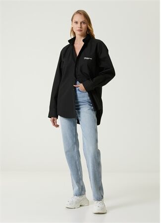 Balenciaga Kadın Siyah Cep Detaylı Gömlek 38 IT