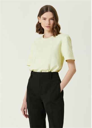 Bottega Veneta Kadın Yeşil Bisiklet Yaka Dikiş Detaylı T-shirt Xs Eu