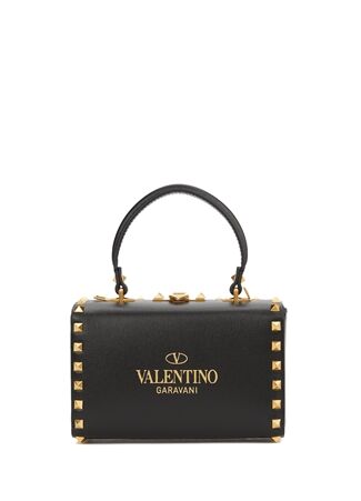 Valentino Garavani Kadın Rockstud Alcove Siyah Deri Omuz Çantası EU Valentino Garavani Kadın Rockstud Alcove Siyah Deri Omuz Çantası EU