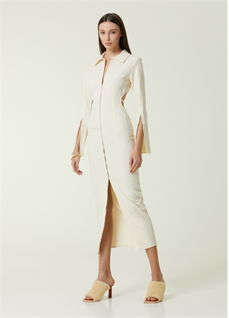 Jacquemus Kadın Beyaz Yırtmaç Detaylı Midi Elbise 34 FR