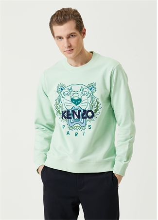 Kenzo Erkek Yeşil Kaplan Nakışlı Logolu Sweatshirt S EU Kenzo Erkek Yeşil Kaplan Nakışlı Logolu Sweatshirt S EU