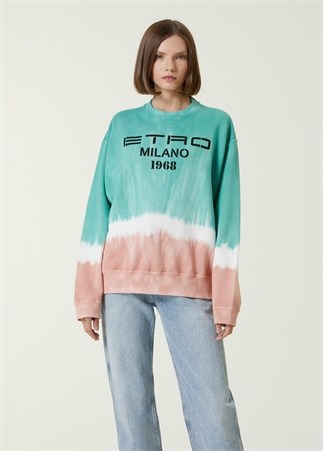 Etro Kadın Batik Desenli Logo Baskılı Sweatshirt Yeşil 42 IT