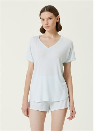 Ayje Kadın Ultra Comfort Mavi V Yaka T-shirt S EU Ayje Kadın Ultra Comfort Mavi V Yaka T-shirt S EU