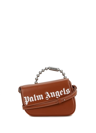 Palm Angels Kadın Taba Logo Baskılı Deri Omuz Çantası Turuncu EU Palm Angels Kadın Taba Logo Baskılı Deri Omuz Çantası Turuncu EU