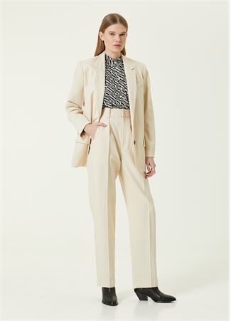 Etoile Isabel Marant Kadın Miro Ekru Boru Paça Pantolon Bej 36 FR