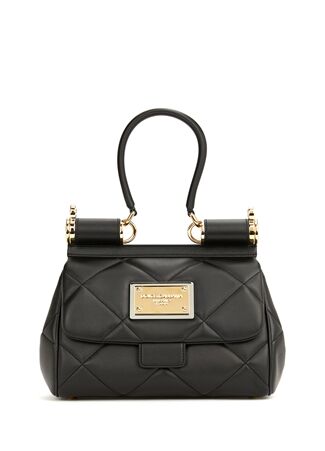 Dolce&Gabbana Kadın Sicily Siyah Kapitoneli Deri Omuz Çantası EU Dolce&Gabbana Kadın Sicily Siyah Kapitoneli Deri Omuz Çantası EU