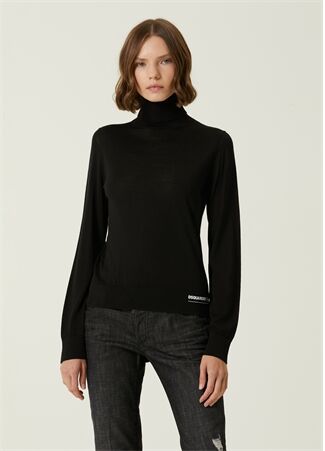 Dsquared2 Kadın Siyah Balıkçı Yaka Yün Kazak XS EU