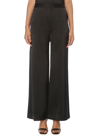 Victoria by Beckham Kadın Siyah Bol Paça Saten Pantolon 0 US