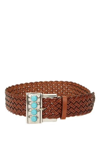 Etro Kadın Kahverengi Örgü Deri Kemer 80 EU