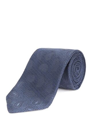 Beymen Collection Erkek Lacivert Şal Desenli İpek Kravat EU IT