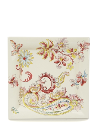 Etro Home Kırmızı Etnik Desenli Seramik Dekoratif Tabak Bej Etro Home Kırmızı Etnik Desenli Seramik Dekoratif Tabak Bej