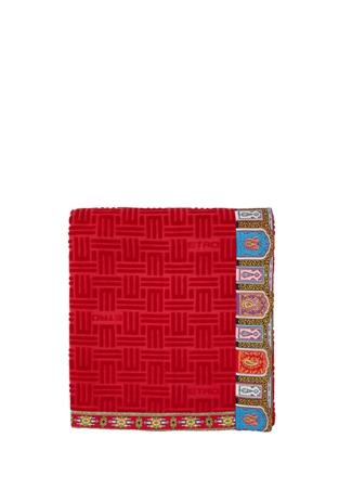 Etro Home Kırmızı Geometrik Desenli Logolu Plaj Havlusu Etro Home Kırmızı Geometrik Desenli Logolu Plaj Havlusu
