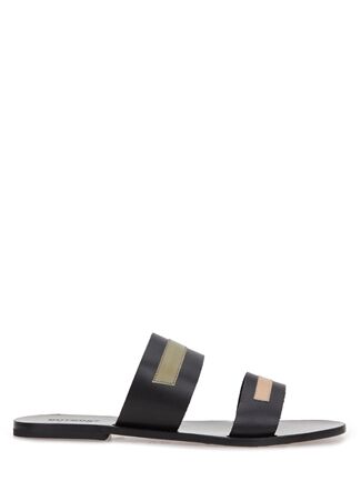 Outpost Kadın Siyah Aplike Bantlı Deri Terlik 36 Outpost Kadın Siyah Aplike Bantlı Deri Terlik 36