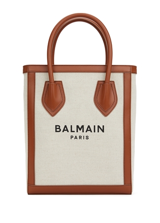 Balmain Kadın Bej Taba Logo Baskılı Çanta Kahverengi EU Balmain Kadın Bej Taba Logo Baskılı Çanta Kahverengi EU