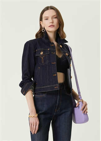 Versace Kadın Lacivert Medusa Detaylı Denim Ceket 38 IT Versace Kadın Lacivert Medusa Detaylı Denim Ceket 38 IT
