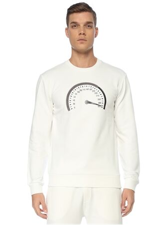 Beymen Club Erkek Beyaz Bisiklet Yaka Nakışlı Sweatshirt L
