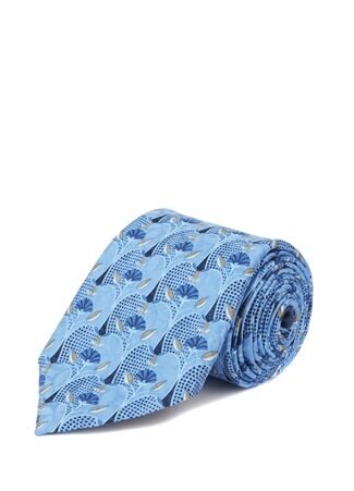 Zegna Erkek Mavi Desenli İpek Kravat EU