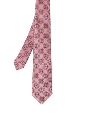Canali Erkek Pembe Desenli İpek Kravat EU