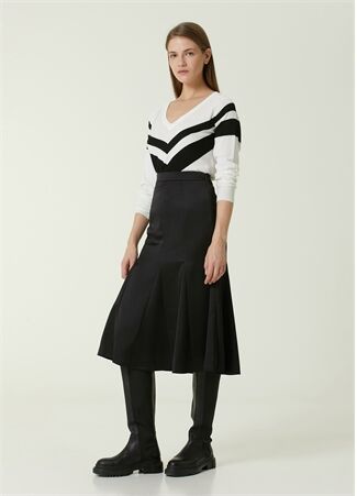 Beymen Club Kadın Siyah Midi Saten Kloş Etek 34