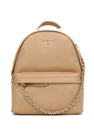 Michael Kors Kadın Kamel Zincir Aksesuarlı Deri Sırt Çantası Bej EU