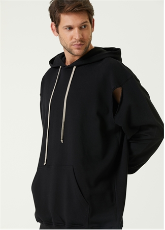Rick Owens x Champion Erkek Siyah Kapüşonlu Logo Detaylı Sweatshirt EU Rick Owens x Champion Erkek Siyah Kapüşonlu Logo Detaylı Sweatshirt EU