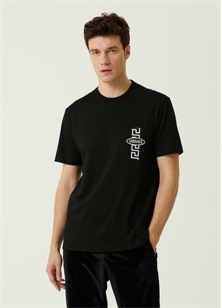 Versace Erkek Siyah Logo Patchli T-shirt S EU