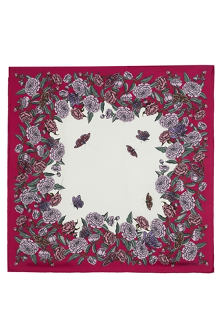 Valentino Garavani Kadın Pembe Çiçek Desenli İpek Eşarp EU