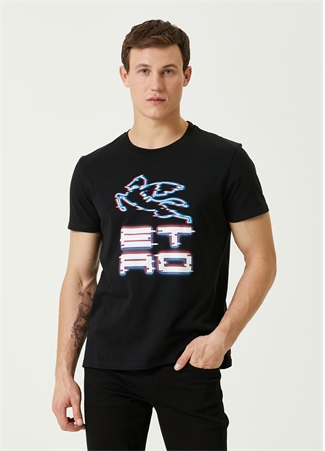 Etro Erkek Siyah Bisiklet Yaka Logolu T-shirt S EU Etro Erkek Siyah Bisiklet Yaka Logolu T-shirt S EU